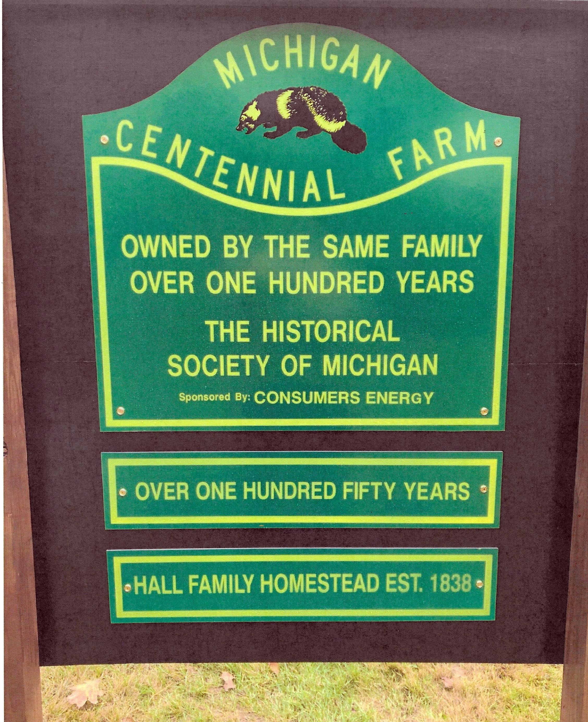 HALL FARMSTEAD RECEIVES MICHIGAN CENTENNIAL FARM STATUS